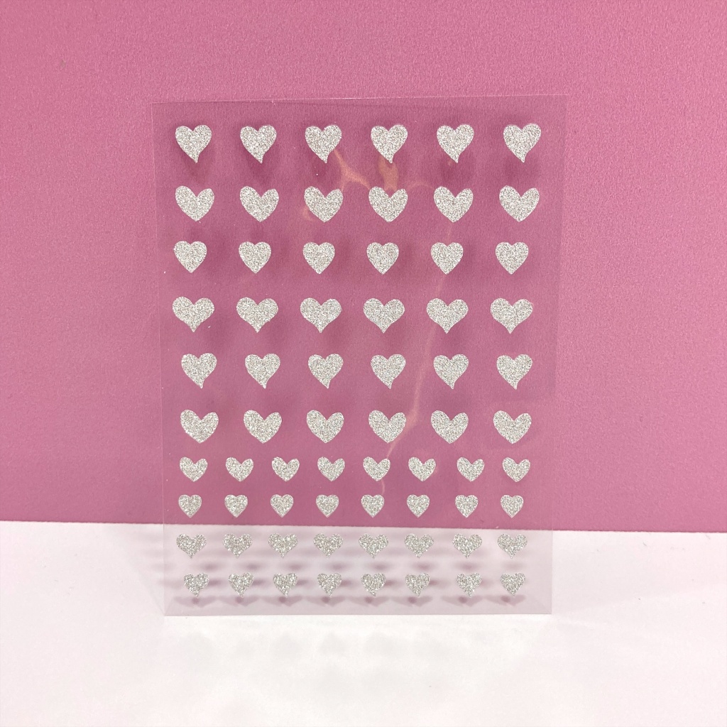 Stickers Glitter Plateado - Corazones - FemStore